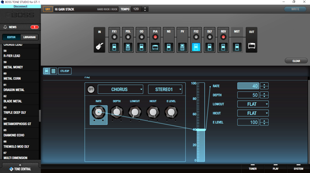 Phần mềm BOSS Tone Studio cho dòng multi-effect GT series