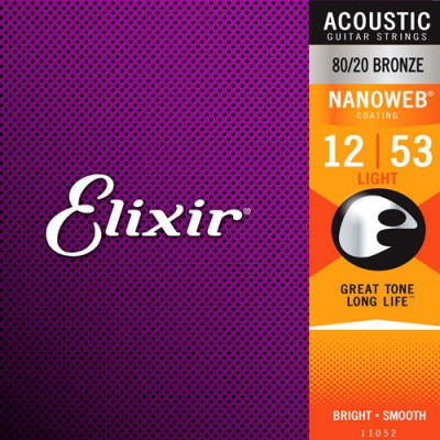 Dây đàn Elixir Acoustic 11052 80/20 Bronze NANOWEB® Light (.012-.053)